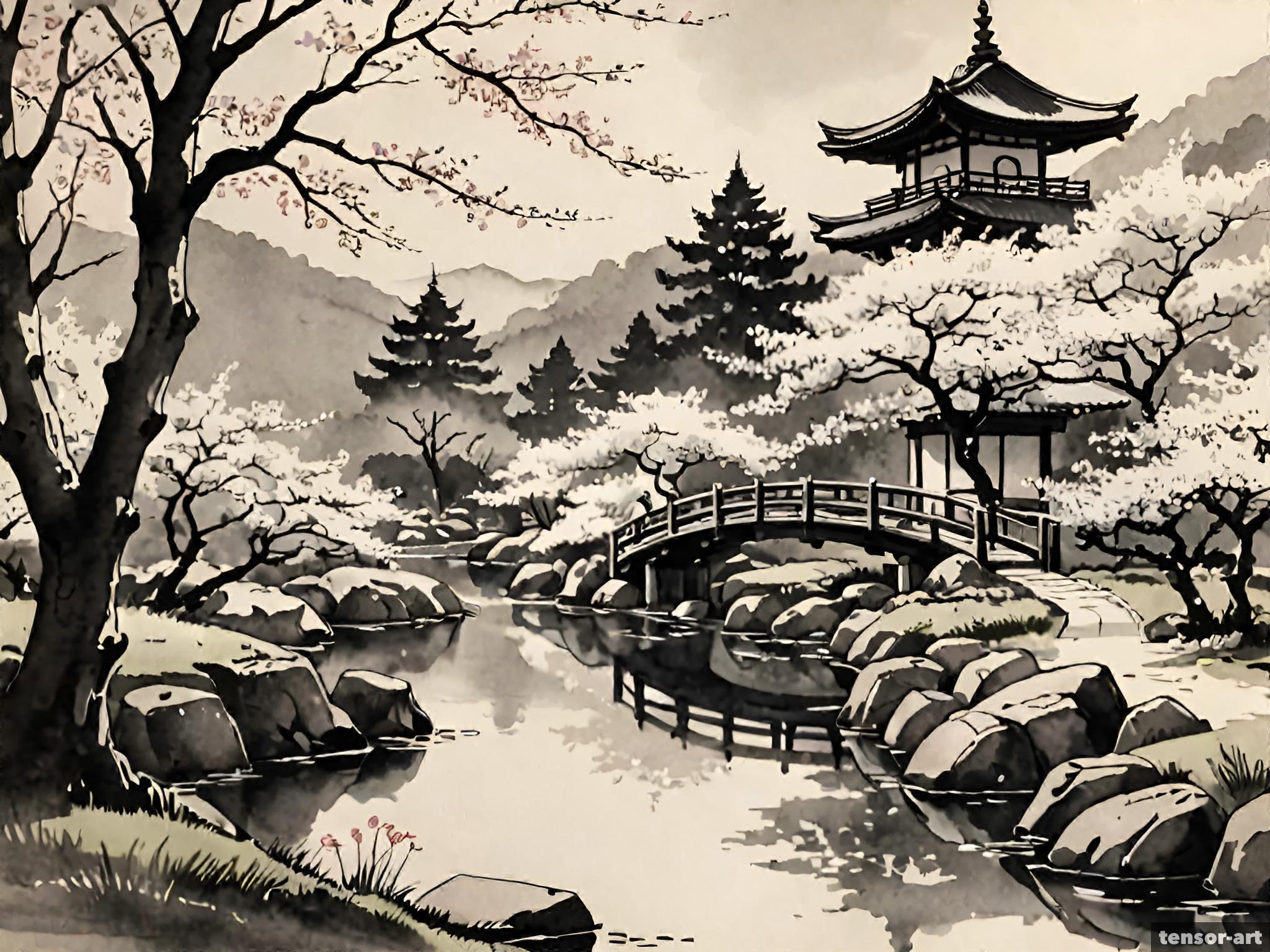 Japanese ink drawing - Tensor Art